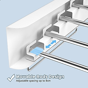 RemixOri Wall Mounted Drying Rack,Collapsible Laundry Drying Rack with Wall Template and 2 Foldable Hanger Supports for Drying Clothes and Towel Indoor Outdoor, 31.5" Wide, White