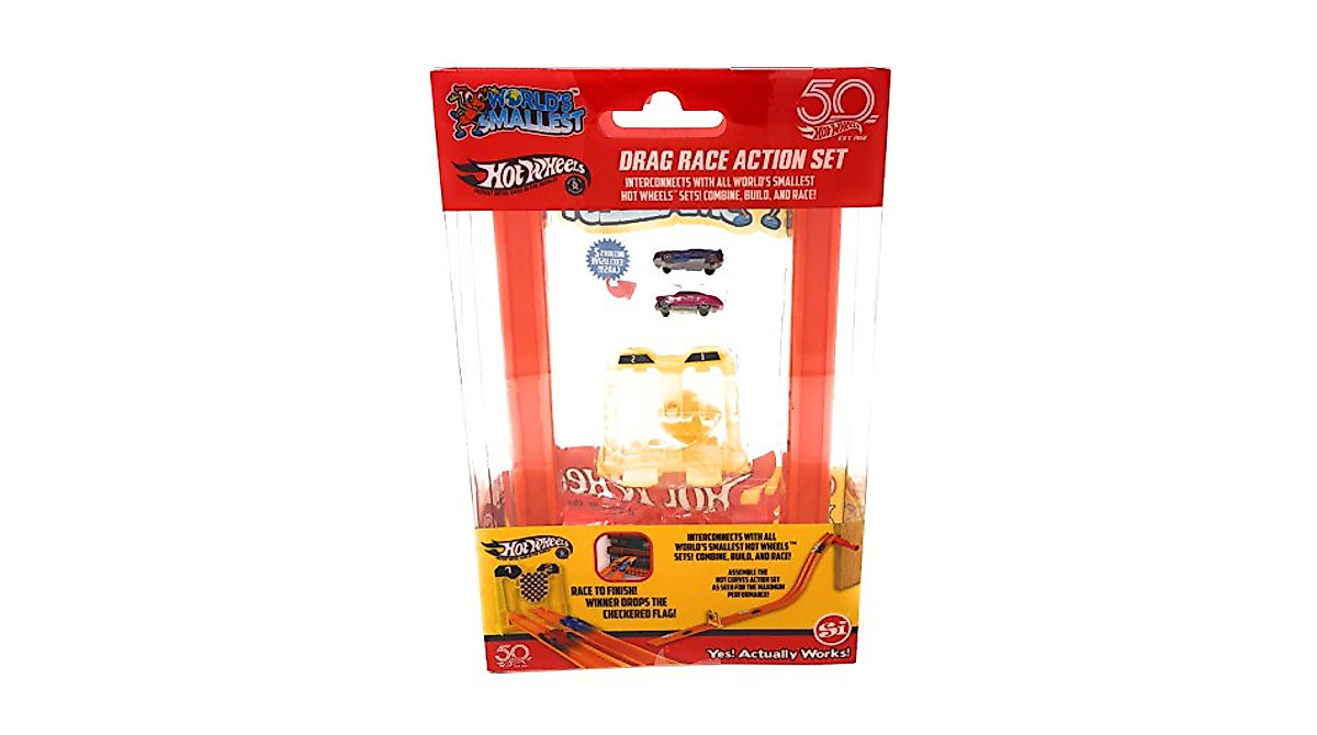 World's Smallest Mini Drag Race Set - Build & Race Hot Wheels