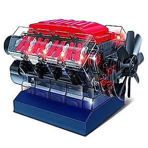 Playz V8 Combustion Engine Model Building Kit for Kids, Adults - STEM Hobby Toy, Educational Engineering & Science Kit for Aspiring Engineers Ages 12+ w/ DIY Guide & Realistic Mini Parts That Run