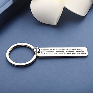 MYOSPARK Success Is No Accident Pele inspirational Quote Keychain Sport Player Motivational Gift Encouragement Gift (Success quote keychain)
