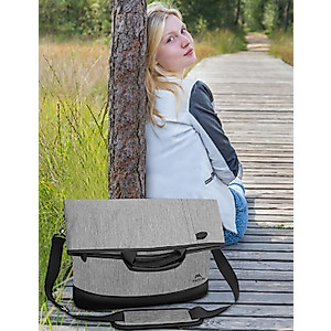 Messenger Bag for Women Crossbody, 2 in 1 Convertible Laptop Tote Bags 15.6 Inch Computer Briefcase Carrying Case with Shoulder Strap, Large Handbags Stylish Lady Satchel for Travel Work, Grey