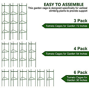 Odree 4 Pack Tomato Cages for Garden, 4ft Plant Support Garden Stakes, Garden Stakes Tomato Cage, Garden Trellis Stakes for Climbing Plants Vegetable