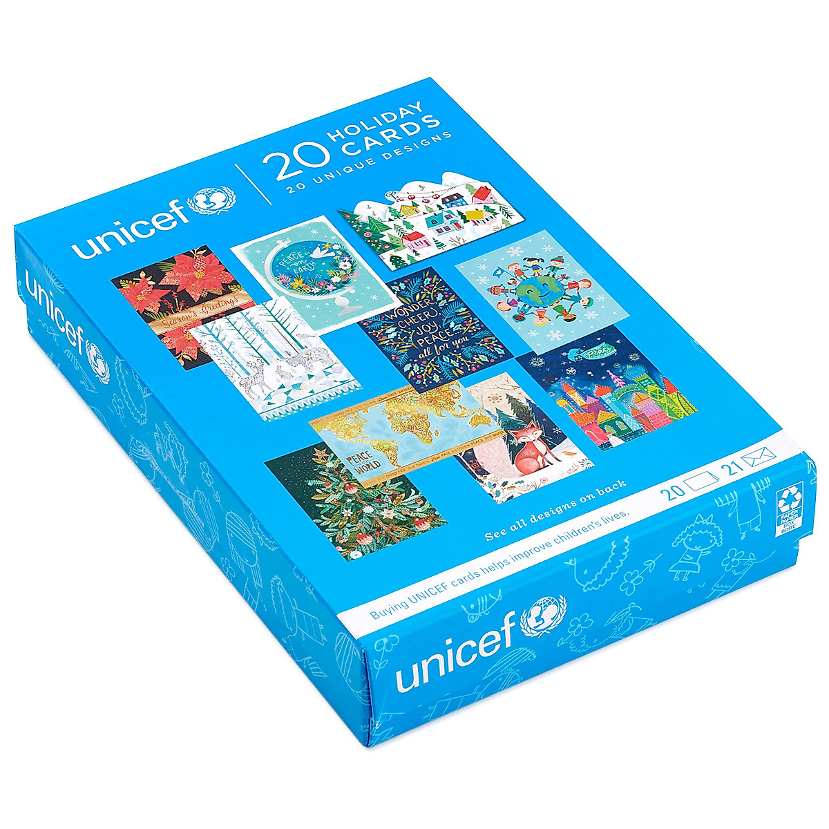Hallmark UNICEF Boxed Christmas Cards Assortment, 20 Designs (20 Cards and 21 Envelopes)