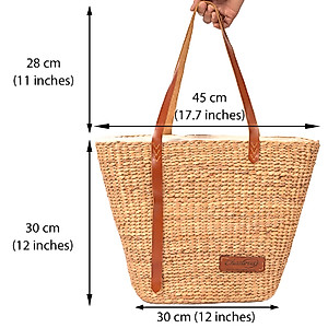 CM Comay Craft Water Hyacinth Bag 18 in, Straw Tote Bags For Women, Beach Bags For Women, Rattan Bag Oversized Beach Bag