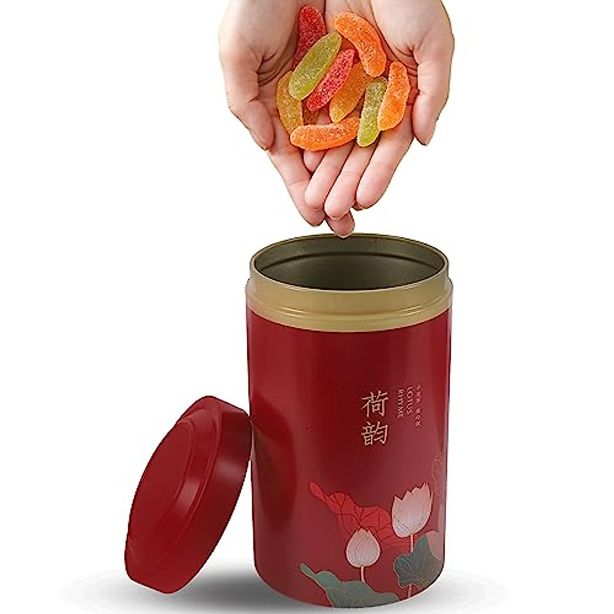 UPKOCH Tea Tin Canister Metal Sealed Coffee Jar with Lid Airtight Tea Container Loose Tea Storage Box Vintage Tinplate Candy Holder for Chocolate Sugar Red