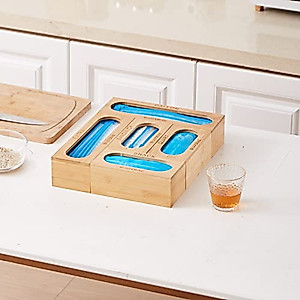 SNAPDEAL Bamboo Ziplock Storage Bag Organizer - 5 Pcs Wooden Ziplock Organizer for Drawer - Fits Slider with Quart, Sandwich, Snack, Freezer & Gallon Variety Size Bags - Best Kitchen Drawer Dispenser