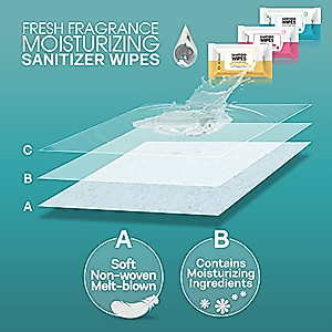 Dr. YERMA Hand Wipes with Aloe Vera & Extra Moisturizers, 80 Packs of 20 (1600 wipes), Travel Size, Vegan Flower Scented, 80 Packs