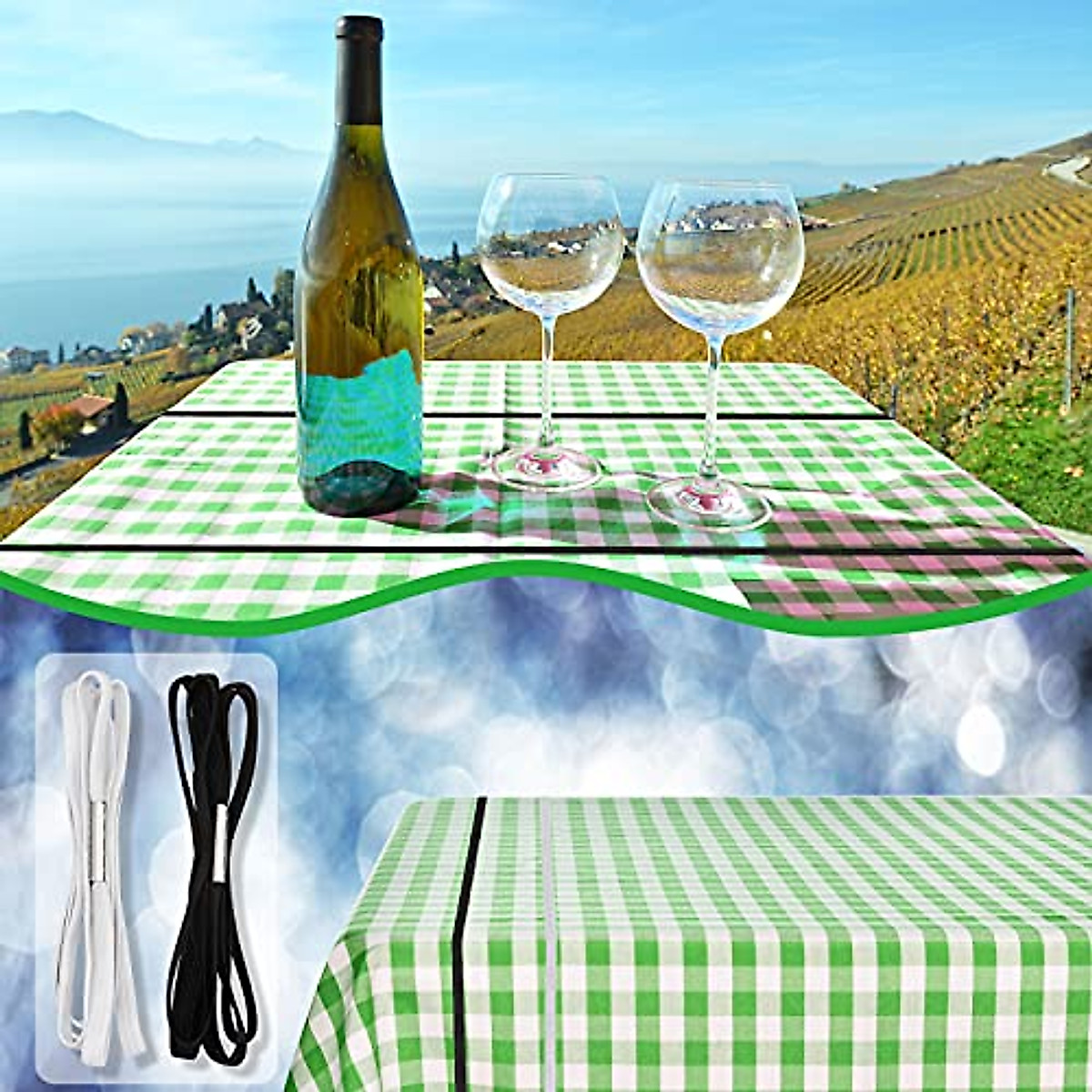 Riakrum Table Bungees Tablecloth Strap Band Tablecloth Bungee Cord to Hold Down Table Cloth for Outdoor Tables Kitchen Tables Picnic Camping Wedding Party (4 Pcs,Normal Size)