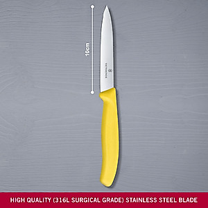 Victorinox 6.7706.L118 Swiss Classic Paring Knife for Cutting and Preparing Fruit and Vegetables Straight Blade in Yellow 3.9 inches