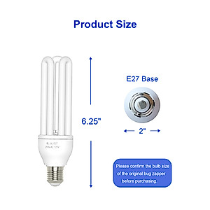 Dichroma 2 Pack 3U 20W Replacement Bulbs for 20W Bug Zapper with E27 Base, Compatible with Meilen, Husaco, Lunatino, PALONE, and Other Models