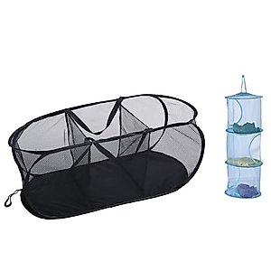 3 Compartment Foldable Pop-up Laundry Hamper, Reinforced Handle Large Sortable Mesh Laundry Basket, Suitable for Laundry Room Dormitory Children's Room Travel Storage