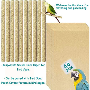 40PCS Gravel Liner Paper for Bird Cage,11x17 in Bird cage Liner Paper-Gravel Paper Special for Bird Cage in Sea Sand,Parrot Cage Sandpapers Cushion Pad Pet Bedding Accessories (40PCS 11 x 17 Inch)