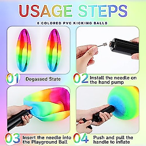 Hiboom 11 Pcs Kickball Set with Bases Playground Ball Dodgeball Set 6 Bouncing Kickballs with Ball Pump and 5 Rubber Baseball Bases for Outdoor Camps Picnic Schoolyard Games (Rainbow, 8.5 Inch)