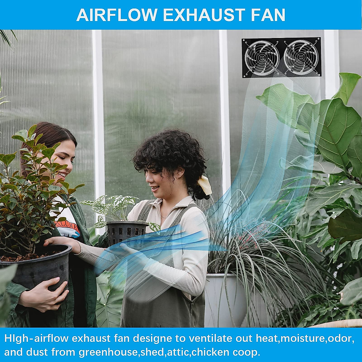 KHKVOCALIST Solar Fan-Solar Powered Fan-Solar Fan for shed- Solar Fan for Greenhouse, 15W Solar Panel + 2 Pcs High Speed DC Brushless Fan, for Chicken Coop,Dog House, DIY Cooling Ventilation Project