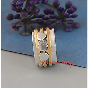 Heart Spinner Sterling silver spinning ring Meditation ring Silver band Love couple ring Silver jewelry (7)