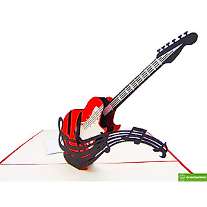 Guitar, Pop Up Card, 3D Popup Greeting Cards, for Birthday, Valentine's Day, Mothers Day, Spring, Fathers Day, Graduation, Wedding, Anniversary, Thank You, Get Well, All Occasion | 7" x 5"