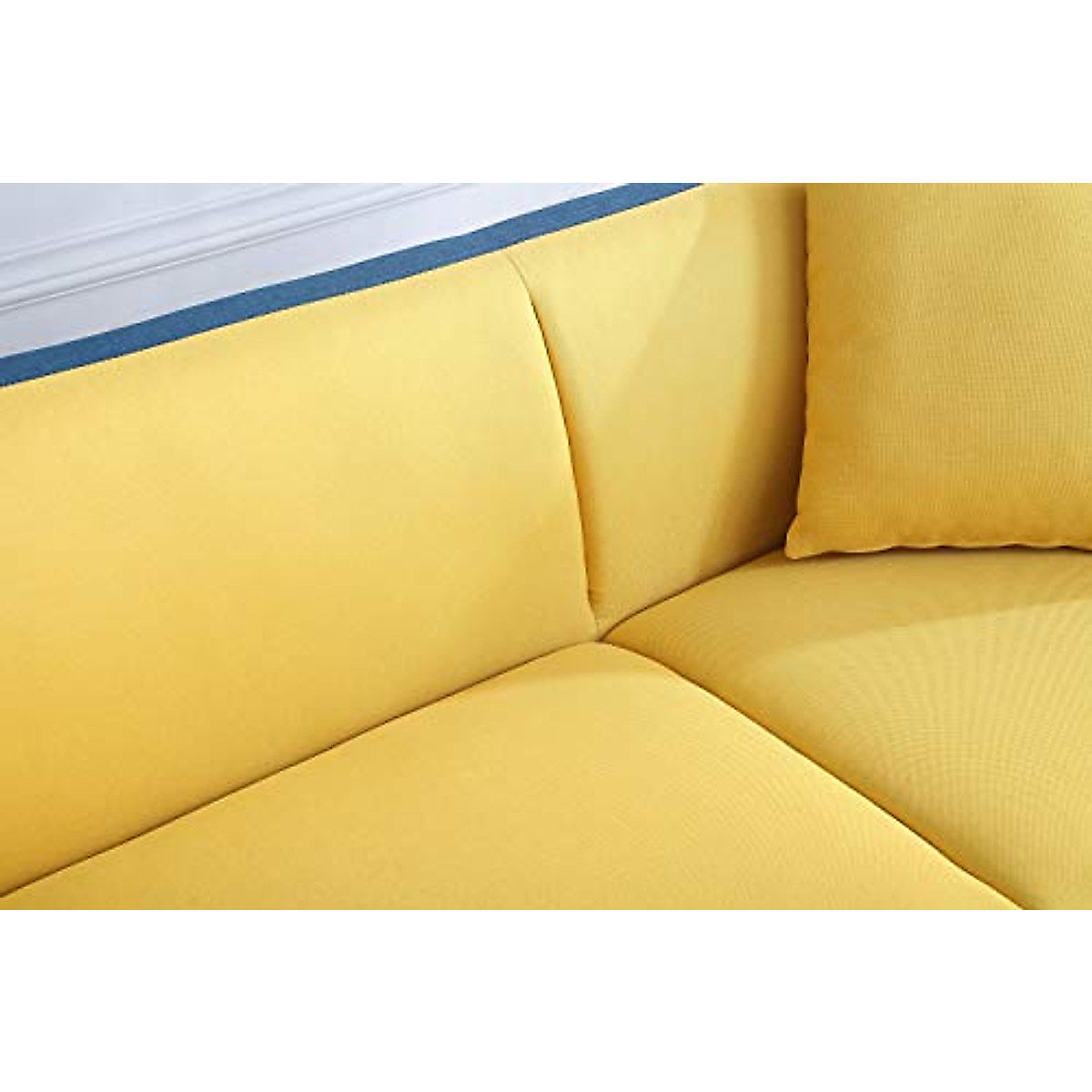 Greatime Linen Fabric Upholstery Modern Design Loveseat with Toss Pillow and Wood Legs