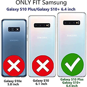 HONG-AMY for Galaxy S10 Plus Case, S10 Plus Case with Self Healing Flexible TPU Screen Protector [2 Pack], 3 in 1 Full Body Shockproof Heavy Duty Case for Samsung Galaxy S10 Plus (Black/Grey)