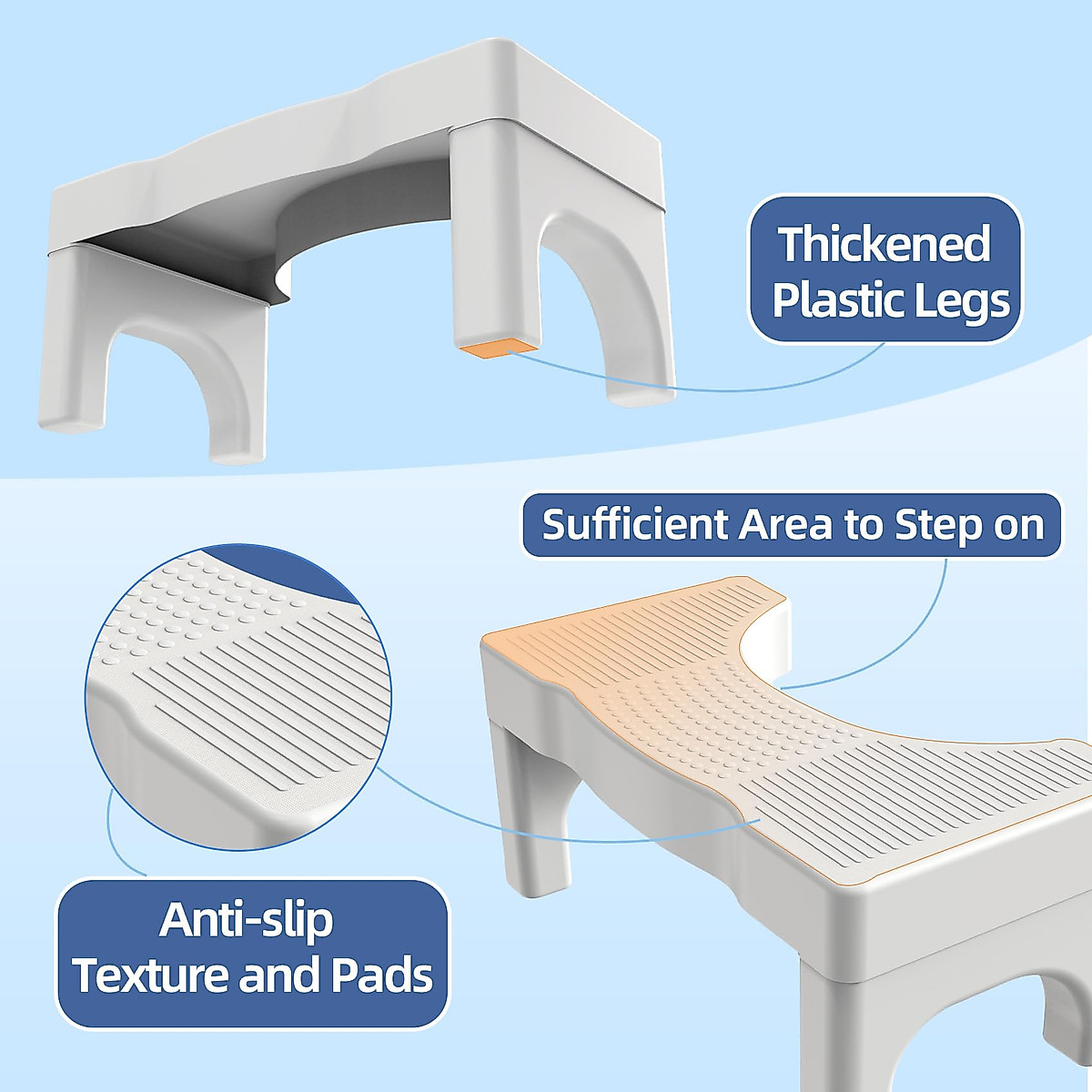 SmartWhale Electric Heated Bidet Toilet Seat Elongated with SmartWhale Toilet Stool Poop Stool