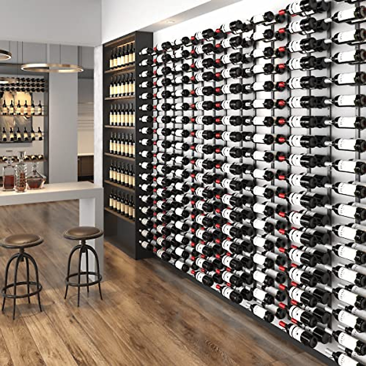 CharaVector Stainless Steel Wine Rack Wall Mounted 18 Bottles, Industrial Wall Wine Rack, Matte Black Hanging Wine Rack, Wall-Mounted Wine Racks for Red, White and Champagne, Home and Kitchen Decor…