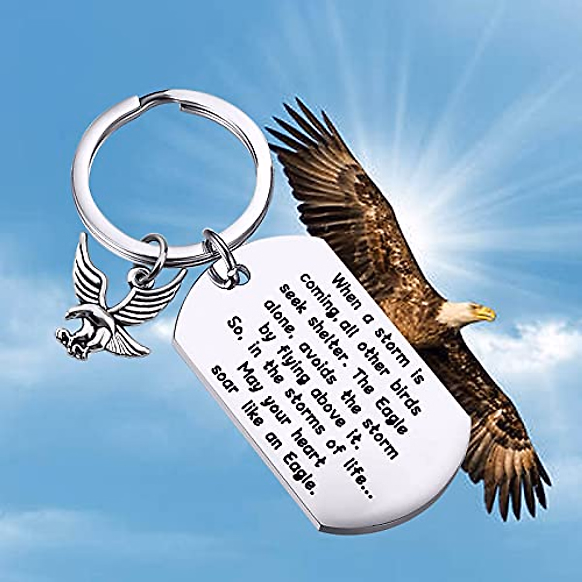 FUSTMW Eagle Gift for Scouts Keychain Scouts Leader Gift Court of Honor Gift (silver)