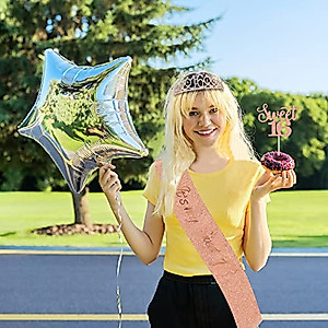16th Birthday Decorations for Girls,16th Birthday Sash,Crown,Balloons,Candles,Cake Toppers.16th Rose Gold Birthday Gifts for Girls,Rose Gold Birthday Decorations