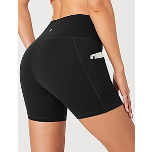 Heathyoga Biker Shorts Women Tummy Control 5" Workout Shorts Women with Pockets High Waisted Spandex Shorts for Gym Yoga