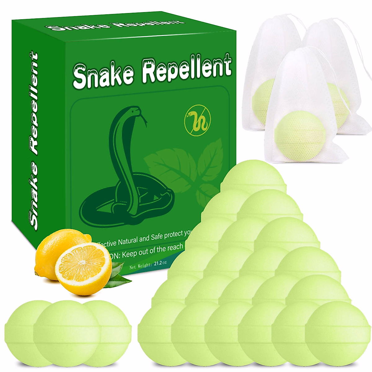 24 Pack Snake Repellent for Yard, Natural Snake Repellent Balls for Outdoors and Indoor, Keep Snakes and Pests Away from Lawn Yard Garden Camping Fishing Pet Safe