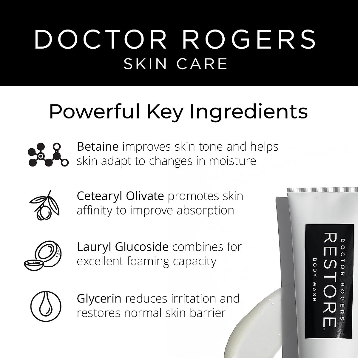Doctor Rogers Hydrating Body Wash. Moisturizing Bath & Shower Cleanser to Repair Skin Barrier, Paraben & Sulfate-Free, 8 Ounce (236 ml)
