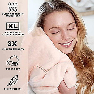 Leporem 3 Pack Microfiber Hair Towel - Extra Large (30 inch X 11 inch) Super Absorbent & Quick Dry Hair Turban for Curly, Long & Thick Hair, Anti Frizz, Hair Repair Towel Wrap for Women, Kids