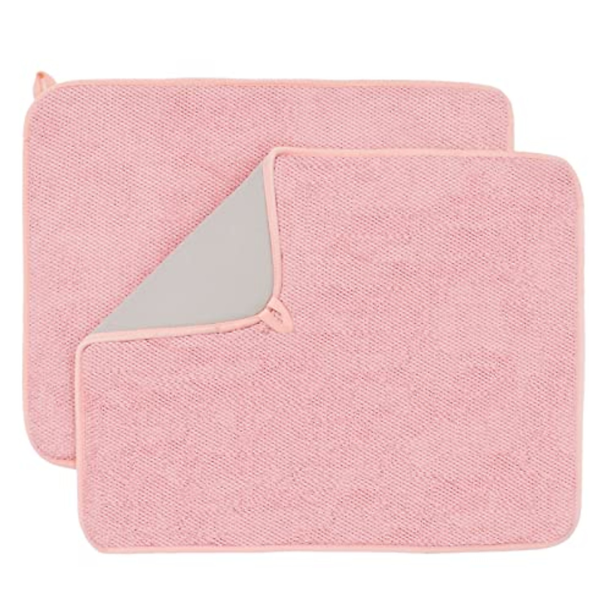 Dish Drying Mat for Kitchen Counter, Microfiber Dish Drying Pad 2 Pack Large Size Absorbent Dishes Drainer Mats (pink)
