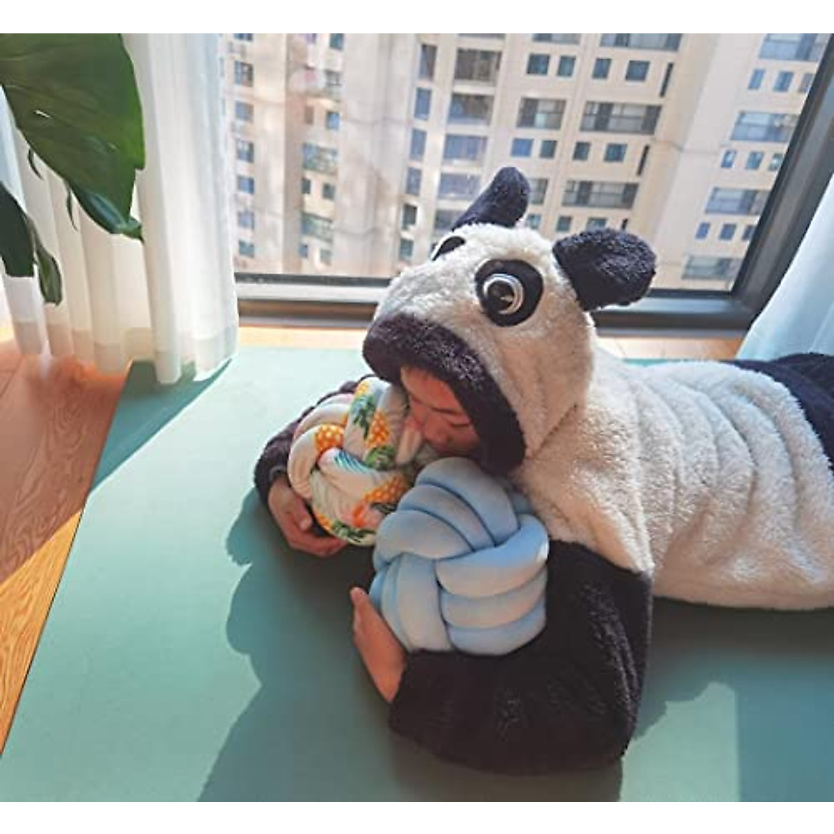 XIA ZHI Handmade Velvet Knot Ball Plush Throw Pillow -Elegant Cozy Toy Gift Home Bedroom Couch Office Sofa Decoration 8.66 inch (Light Grey)