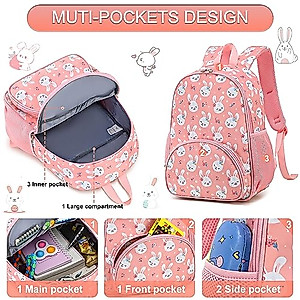 BTOOP Kids Backpack Girls Cute Bunny Toddler School Bag Preschool Kindergarten BookBag Nursery Small Daypack with Chest Strap