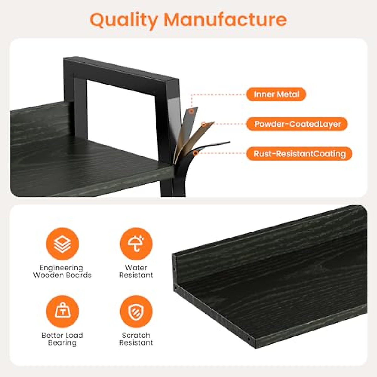 RbhAuto Upgraded Ladder Shelf, 5-Tier Elevated Ladder Bookshelf with Drawers, 63" Tall Bookshelf Ladder Shelf Bookcase, Standing Storage Ladder Shelves for Bedroom, Living Room, Home Office, Black Oak