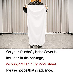 HUAYI White Pedestal Cover for Birthday Babyshower Party Prop Wedding Bridal Shower Graduation Cylinder Cover Communion Baptism Photography Decoration Elastic Fabric Circle Plinth Cover Dia40 H90