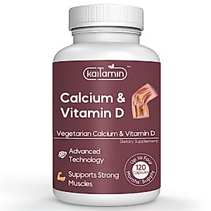 Kaitamin Calcium & Vitamin D3 Vegetarian Joint Support | 4 Months Supply Non-GMO Muscle, Bone, and Joint Support | 120 Tablet-One Tablet Per Day