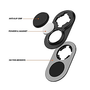 Rokform – Universal Adapter with Twist Lock, Magnetic Phone Mount, Adapter Mounts to Almost Any Smartphone, Phone Case, Tablet, or Flat Surface with 3M VHB Adhesive (Black)