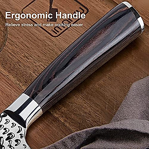 imarku Damascus Chef Knife, 8 inch Kitchen Knife Premium Sharp Cooking Knife HC German Stainless Steel Japanese Knife for Home Kitchen and Restaurant, Hand-Hammered, Ergonomic Handle, Gift Box