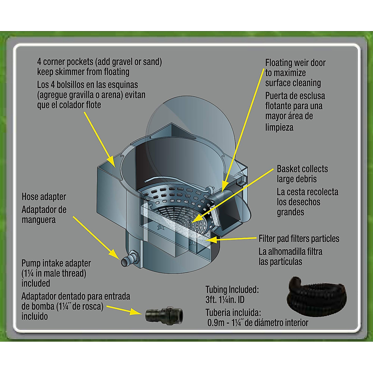 Tetra Pond In-Pond Skimmer, Skims Pond Debris Before It Sinks, BLACK 13.5 IN