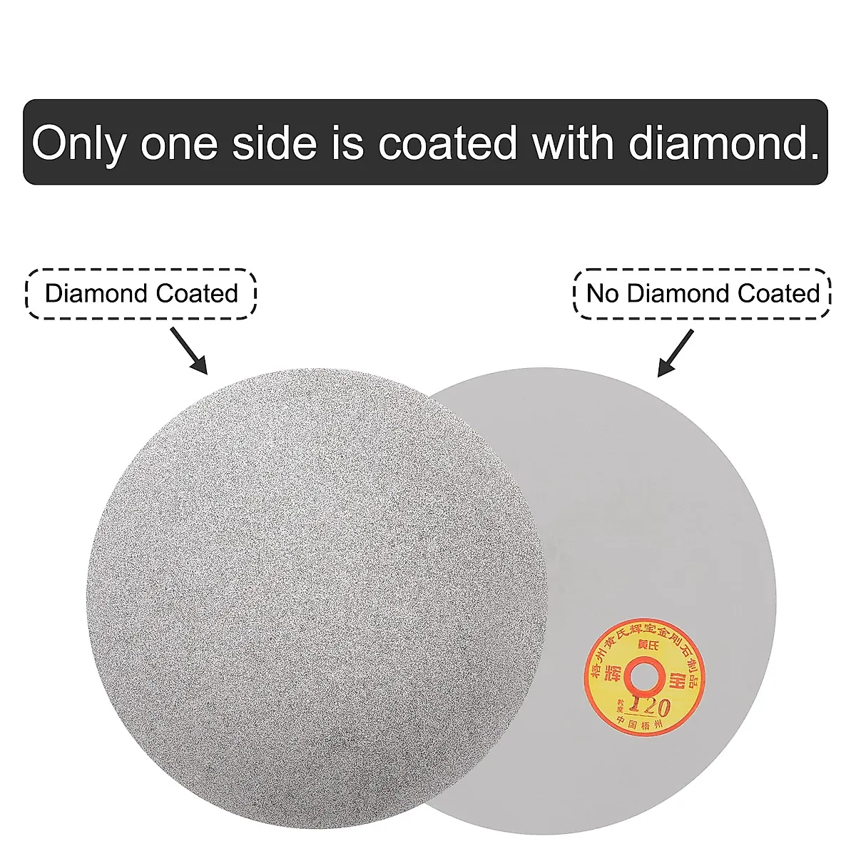 uxcell Diamond Sanding Grinding Disc, 8-Inch (200mm) Grit 120 No Center Hole, Flat Lap Disk Polishing Discs Abrasive Wheel for Gemstone Tile Porcelain Glass Stone Metal