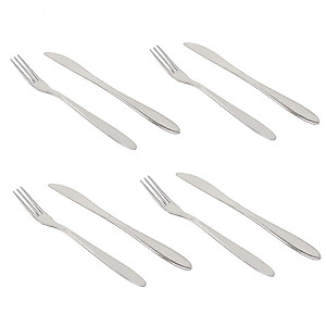 Honbay 8PCS Mini Stainless Steel Cake Dessert Appetizer Salad Forks and Knifes for Party Bar Home