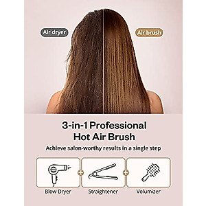 1300W Blow Dryer Brush, with High-Speed Brushless Motor (11000 RPM), Salon-Grade Hair Dryer Brush, Heated Curling Brush, with Negative Ions, Style, Curl, and Volumize, All-in-One Blow Dryer Brush