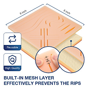 AZchose Suture Practice Kit for Students, Complete Training Kit with 14 Pre-Cut Wounds, a Suture Tool Kit and Suture Threads (Stocking Stuff for Education and Demonstration Only)