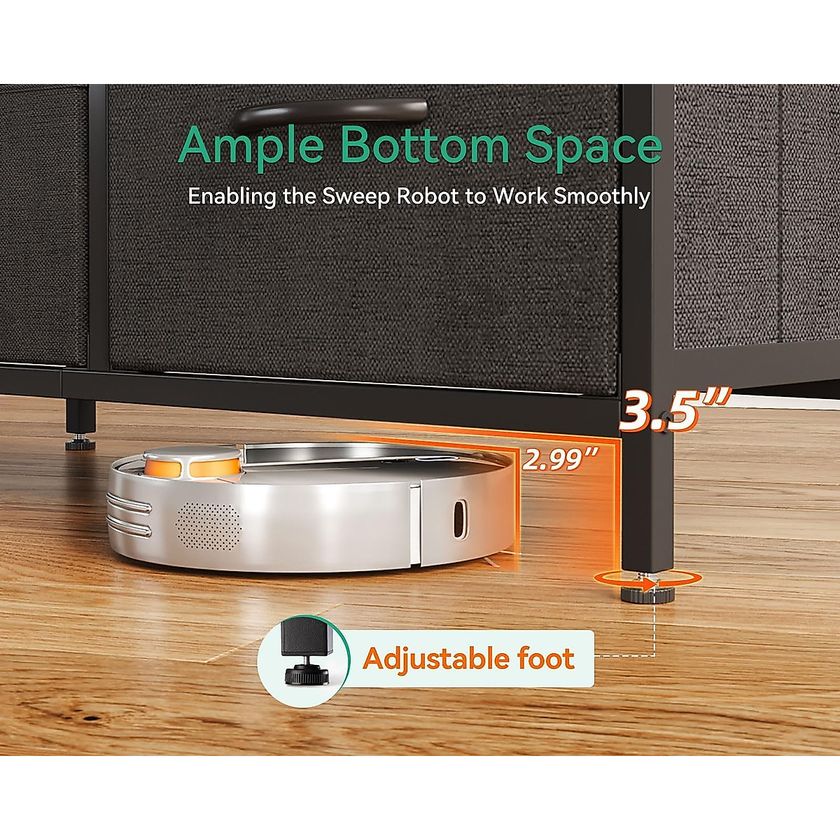 AODK Dresser for Bedroom Dresser TV Stand with 5 Storage Drawers, Small Fabric Dresser Chest of Drawers for Closet Organizer Clothes, Black