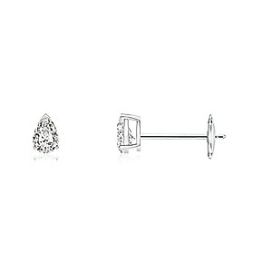 ANGARA Natural Diamond Solitaire Stud Earrings for Women in 14K White Gold (Color-IJI1I2 | Diamond Size-3x2mm) | April Birthstone Jewelry Gift for Women | Birthday | Wedding | Anniversary