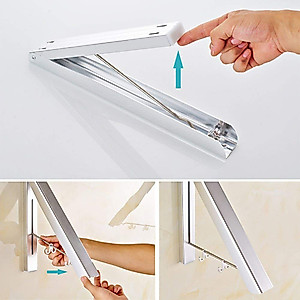 Yillsen Folding Wall Mounted Retractable Clothes Hanger, Aluminum Folding Drying Coat Racks Home Storage Organiser Space Saver for Laundry Room - Silver