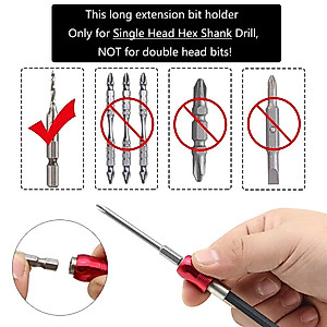 SeonFook 12 Inch Extension Bit Holder Magnetic Drill Bit Extension Bar Quick Release Change 1/4 Inch Hex Shank Extension Rod Socket Bit Holder for Power Drill Screwdriver