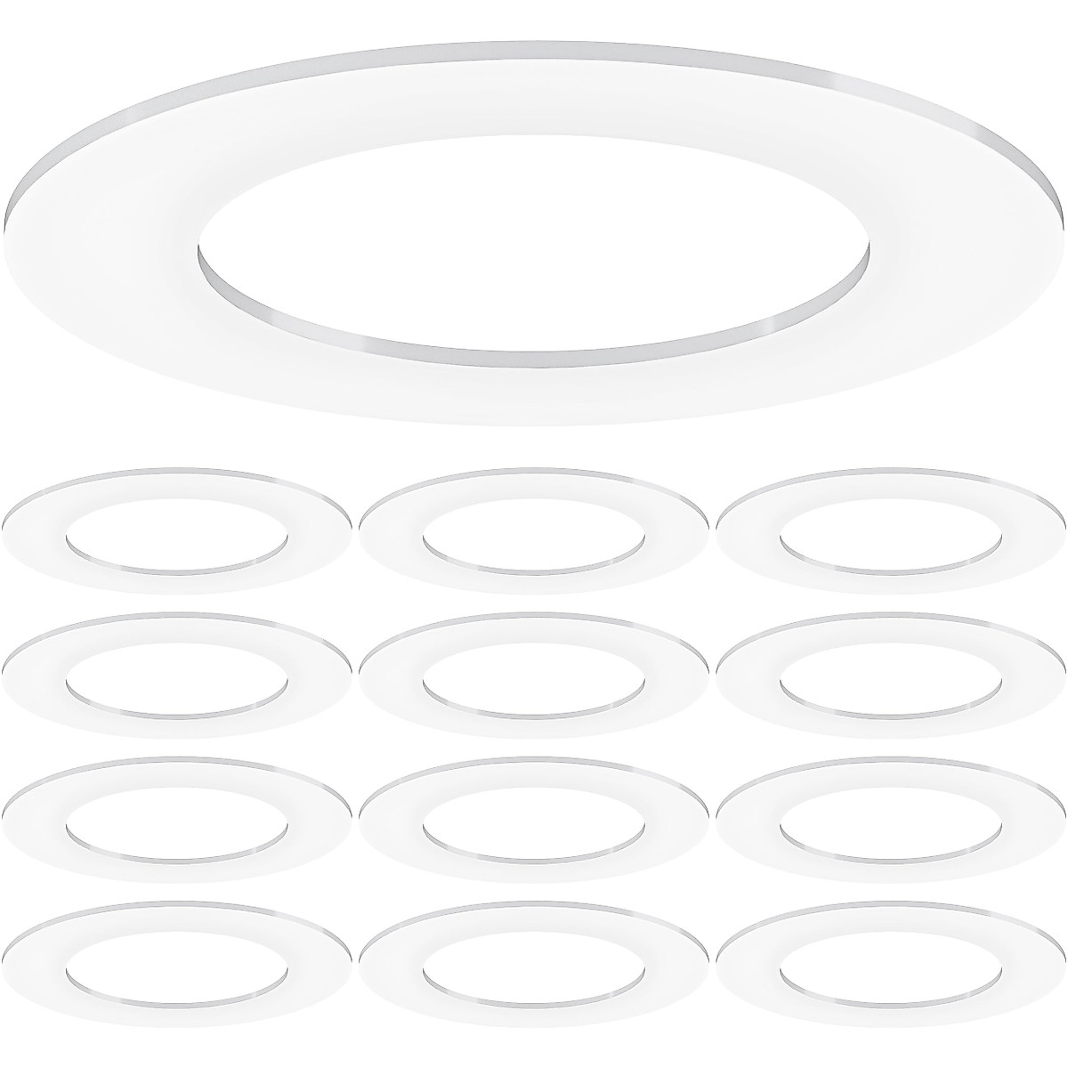 Sunco 12 Pack Goof Rings for 4 Inch Recessed Lights White Can Light Goof Trim Ring, Outer Diameter 6.7-inch, Inner Diameter 4.25-inch, Durable Plastic Design, Matte Finish, Flush Mount
