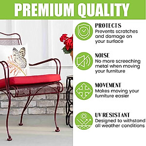 Project Patio 1.5 Inch Wrought Iron Furniture Feet Cap Glide Replacement Outdoor Chair Leg Floor Protector Insert Parts - 24-Pack