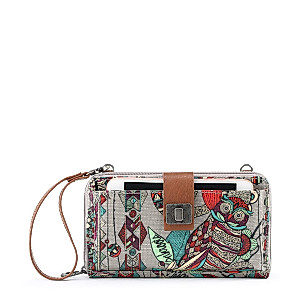 Sakroots Women's Large Smartphone Crossbody, Charcoal Spirit Desert